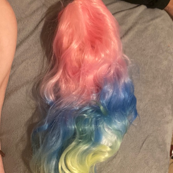 Hair | 38 In Pink Blue Greenish And Blonde Faded Rainbow Frontal Lace ...